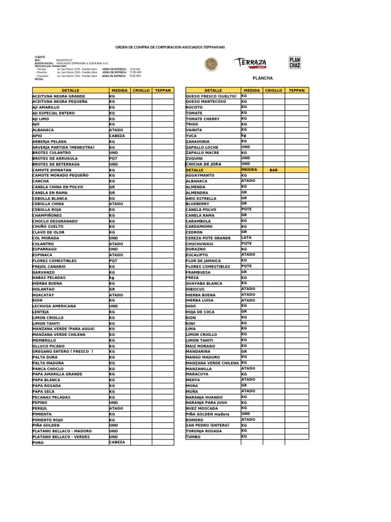 Orden de Compra 3105 - Arturito | PDF