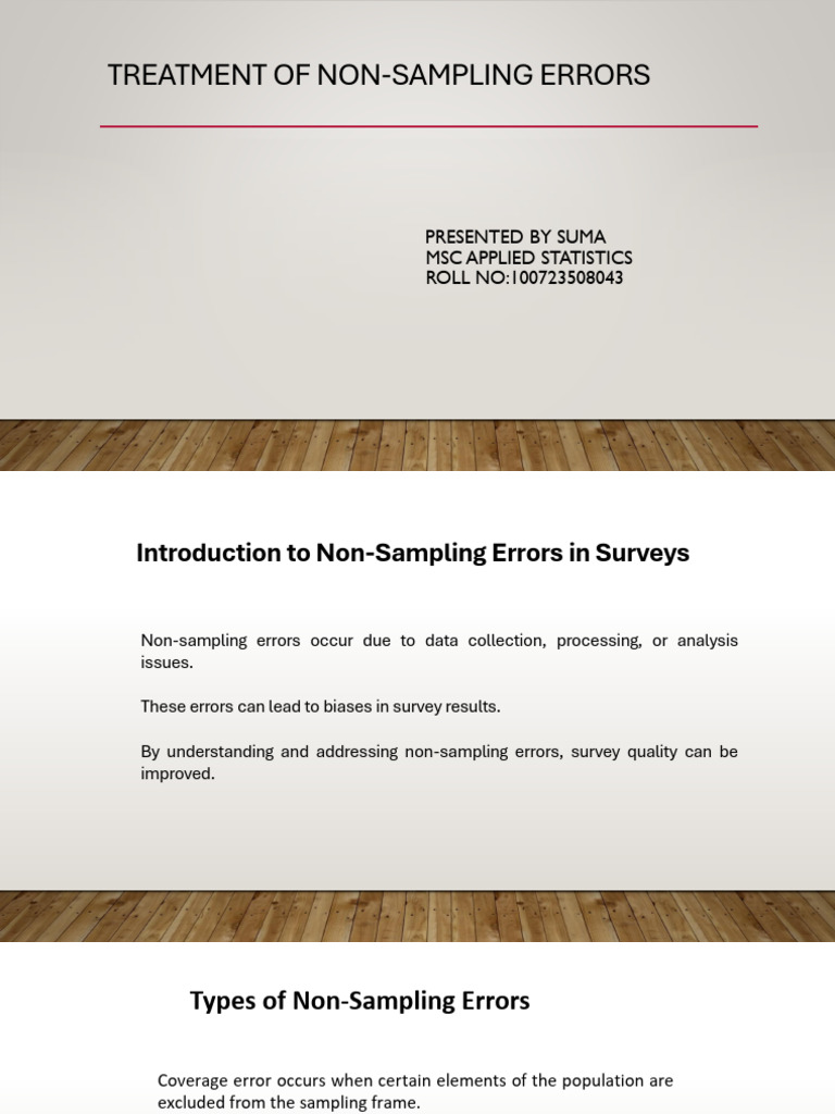Treatment of Non Sampling Errors by Sampling Theory and Surveys | PDF