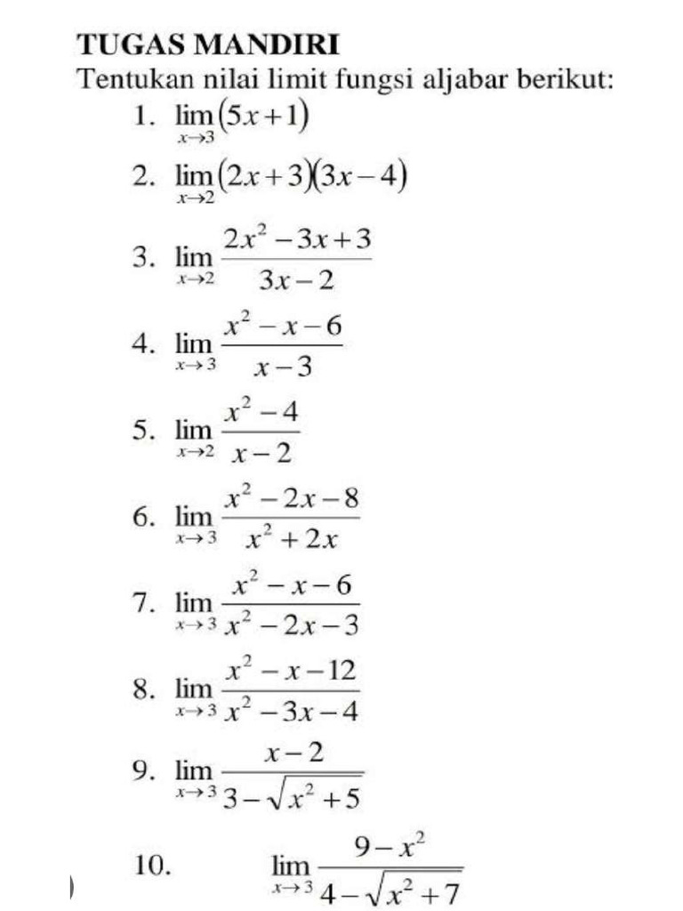 Soal Ulangan Harian Limit | PDF