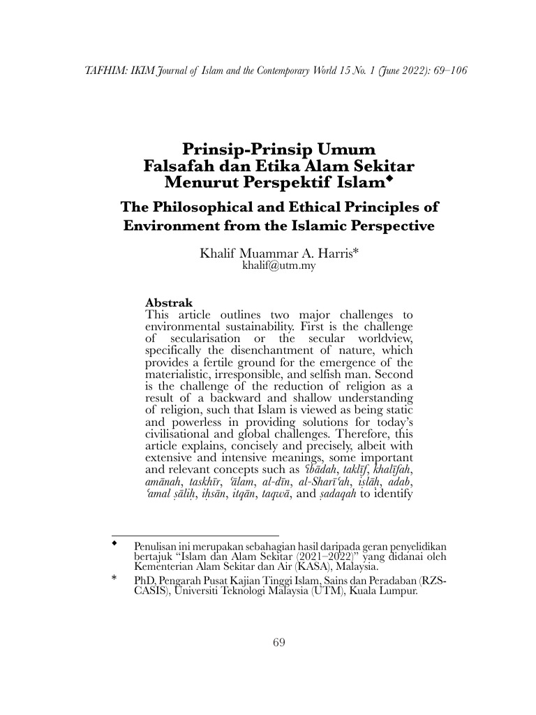 Prinsip Prinsip Umum Falsafah Dan Etika Alam Sekitar Menurut Perspektif Islam | PDF