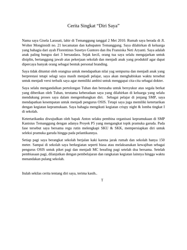 Cerita Tentang Diriku | PDF