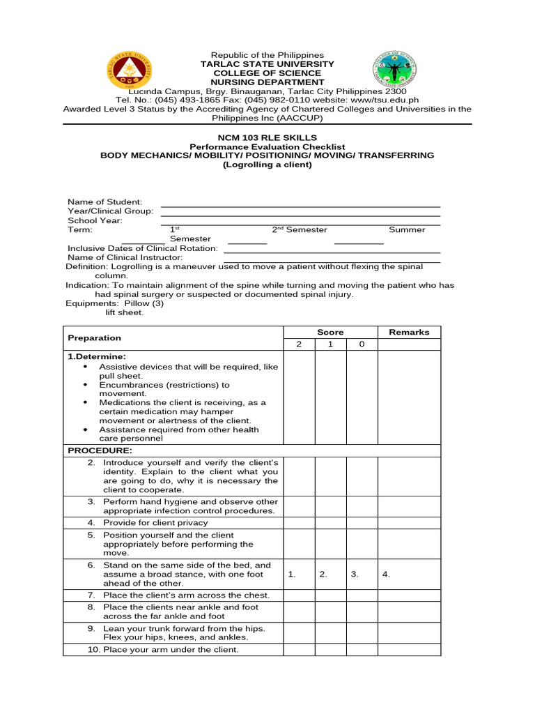 Procedural Checklist Logrolling A Client | PDF