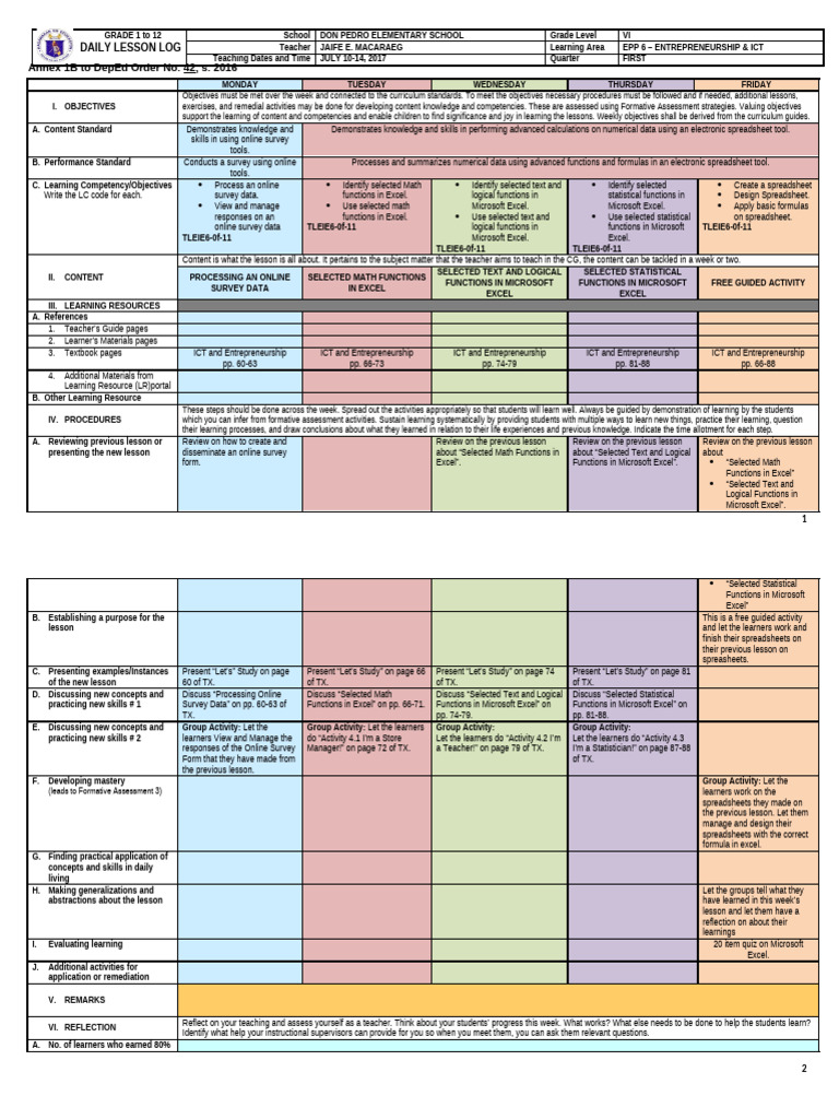 DLL Epp6-Ict Q1 W6 | PDF