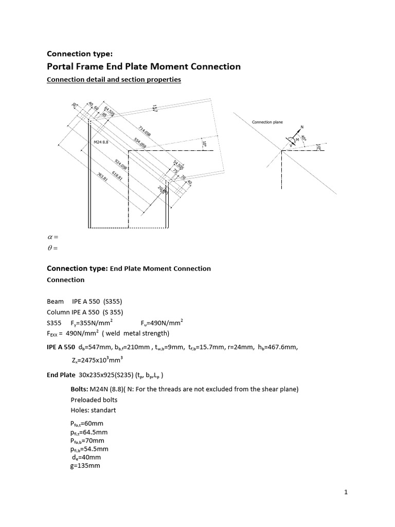 Portal Frame End Plate Moment Connection | PDF