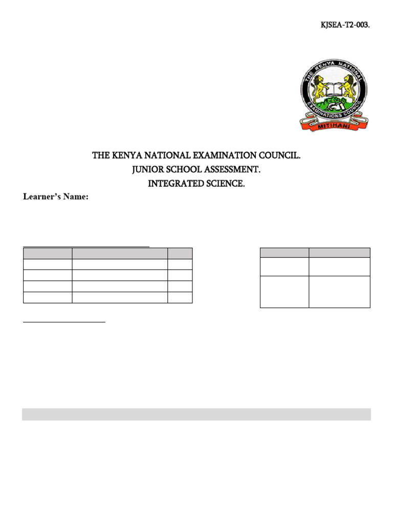 Kjsea g8-t2-003 Integrated Science. | PDF