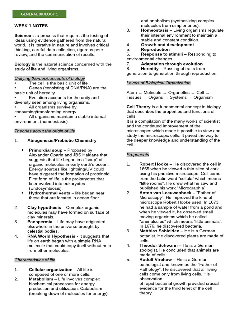 General Biology 1 - August | PDF