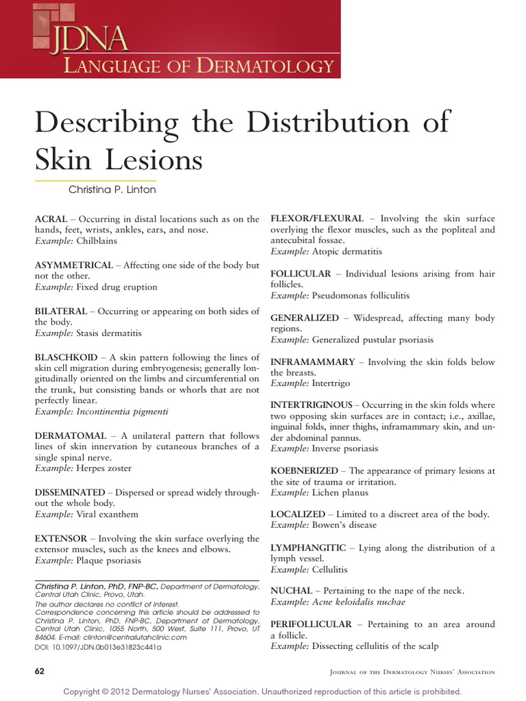 Describing The Distribution of Skin Lesions.12 | PDF | Hand | Dermatitis