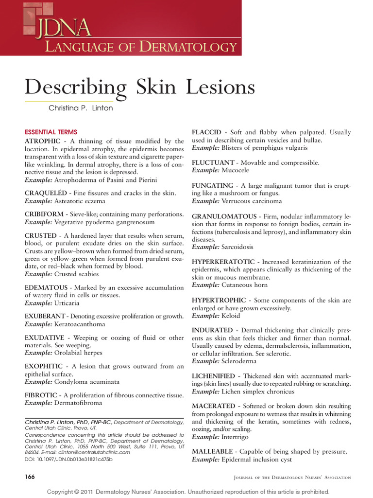 Describing Skin Lesions.10 | PDF | Skin | Diseases And Disorders