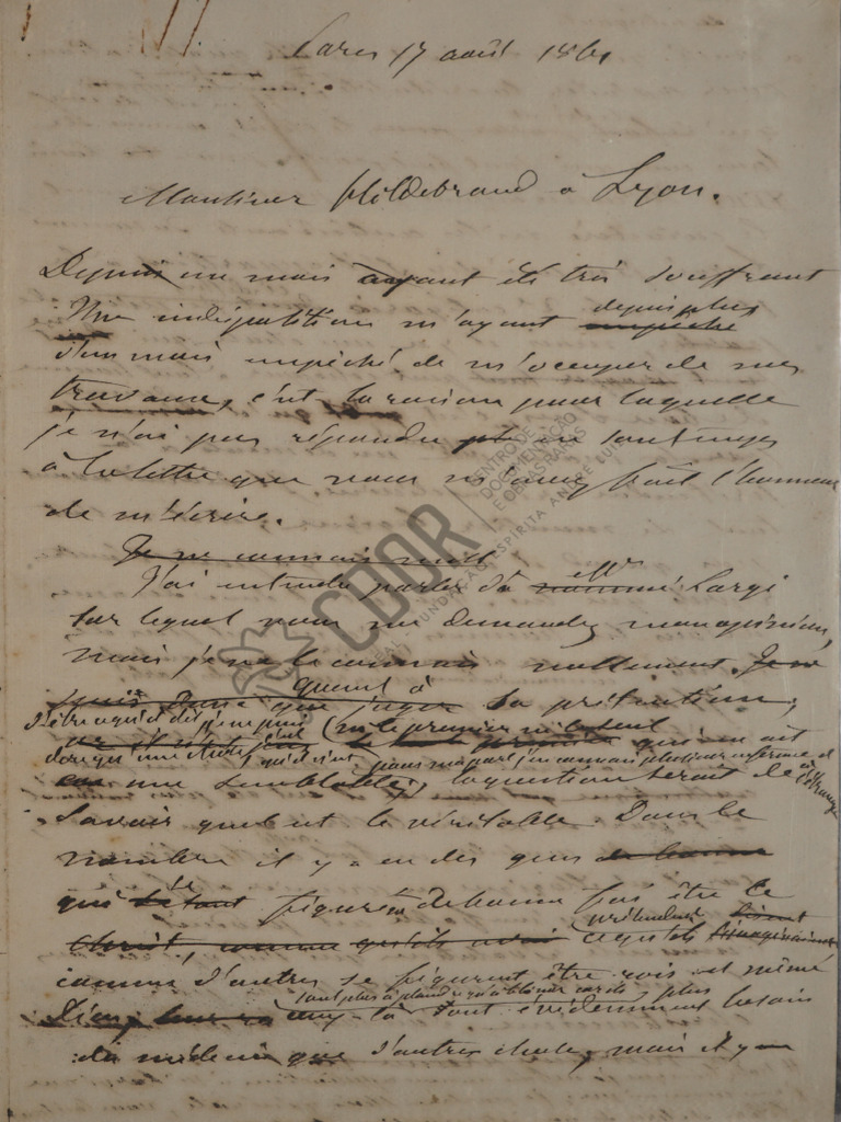 Manuscrito de Kardec - 17 de Agosto de 1861 (Carta Allan Kardec A ...
