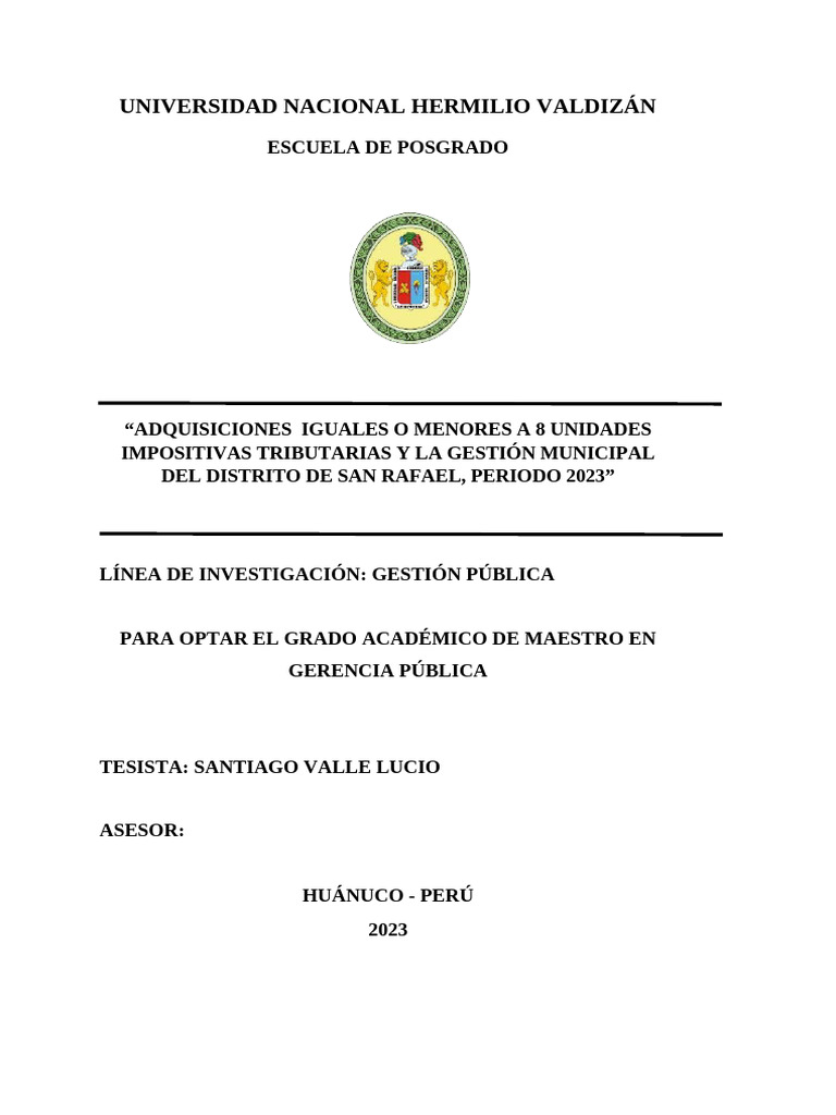 Proyecto de Tesis - Santiago Valle Lucio | PDF