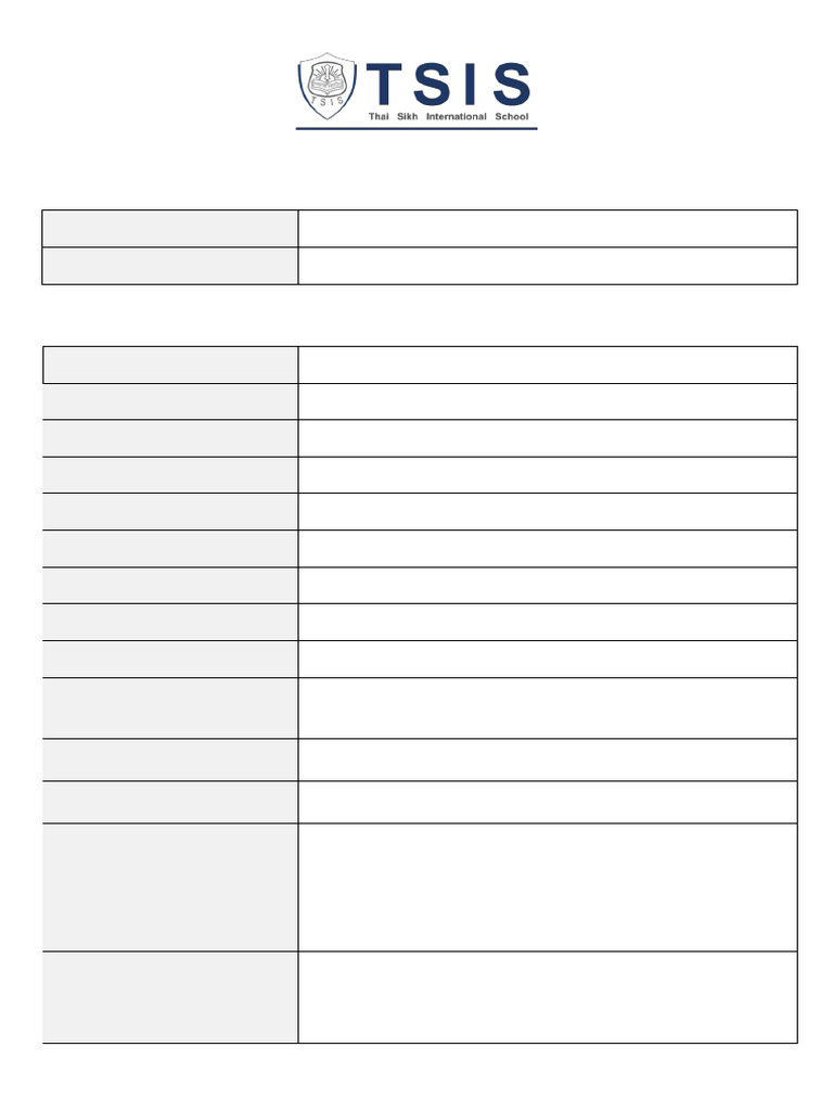 TSIS Teacher Application Form | PDF