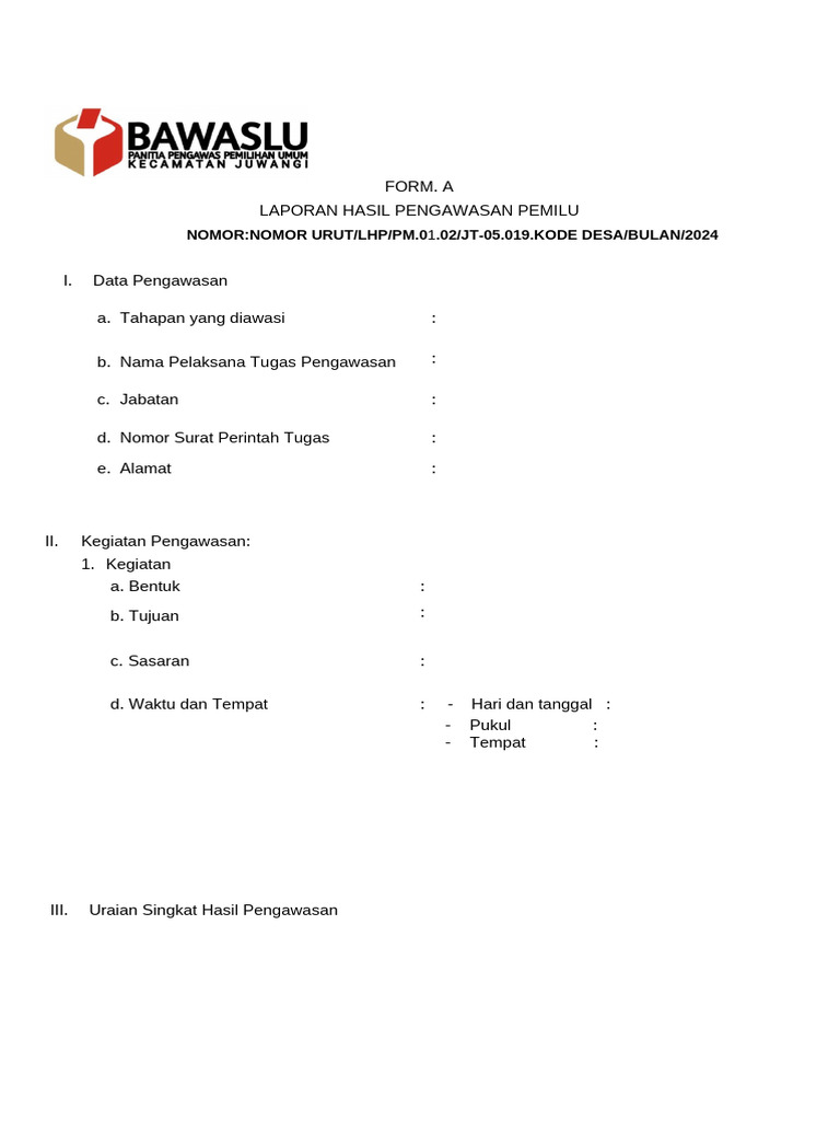 Template Form A PKD | PDF