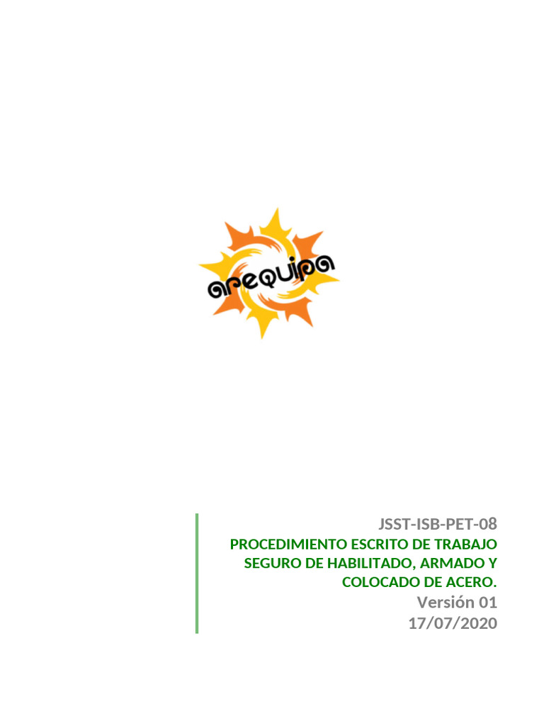 Jsst-Isb-pets-08-Habilitado, Armado y Colocado de Acero | PDF