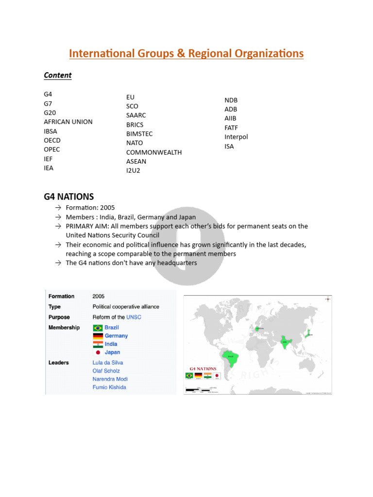 International Groups & Regional Organizations | PDF