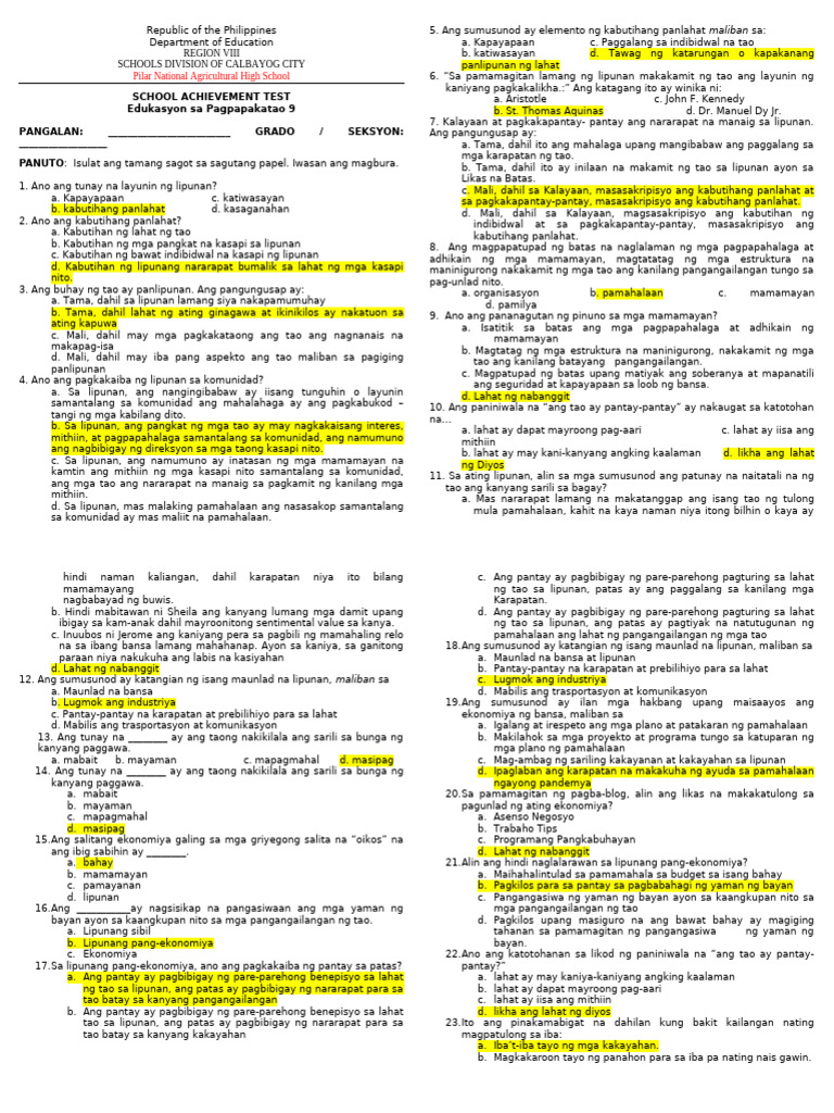 Sat Esp9 TQ Final | PDF