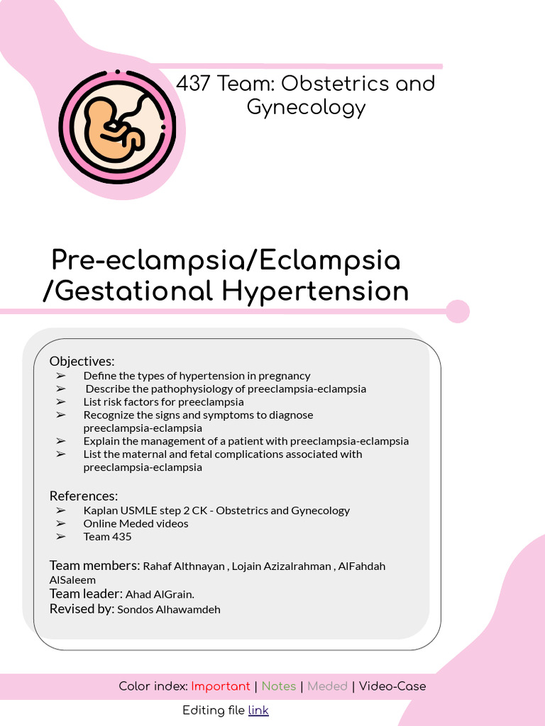 Pre-Eclampsia - Eclampsia - Gestational Hypertension | PDF