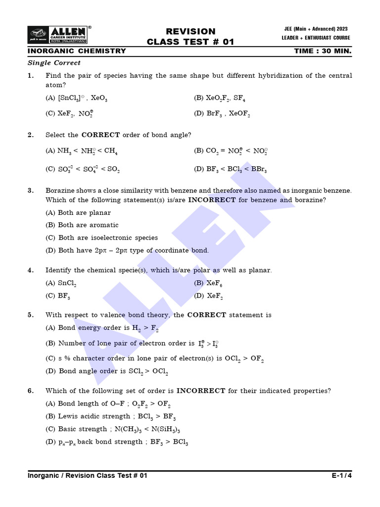 GRP Revision Class Test - 01 | PDF