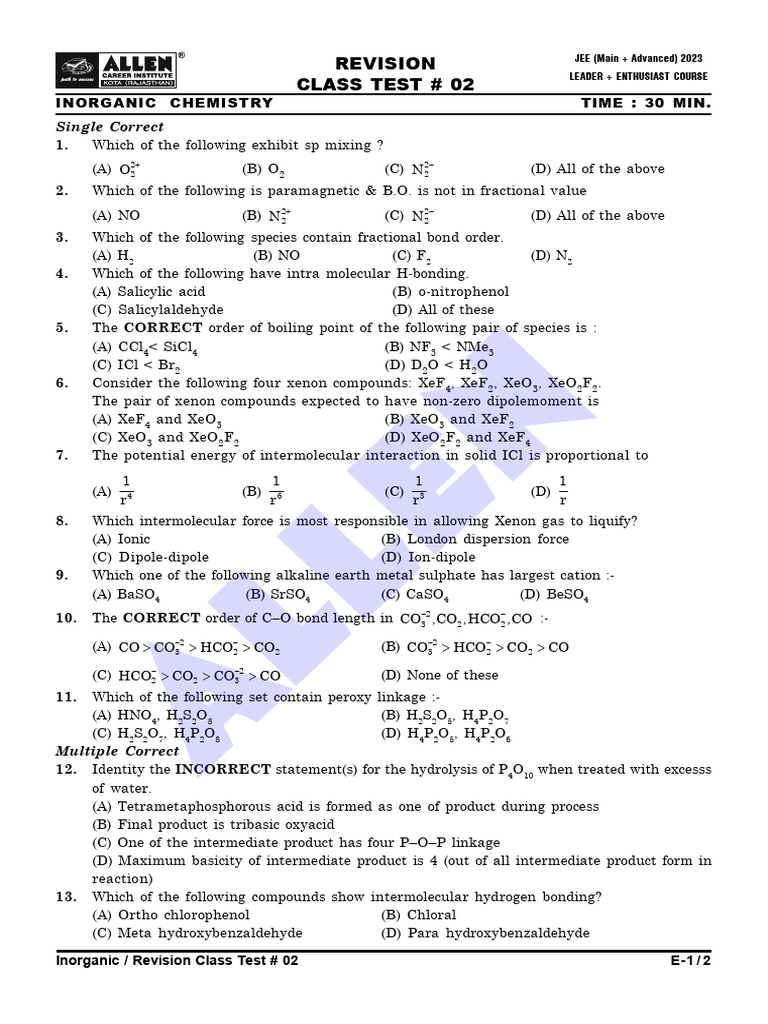 GRP Revision Class Test - 02 | PDF