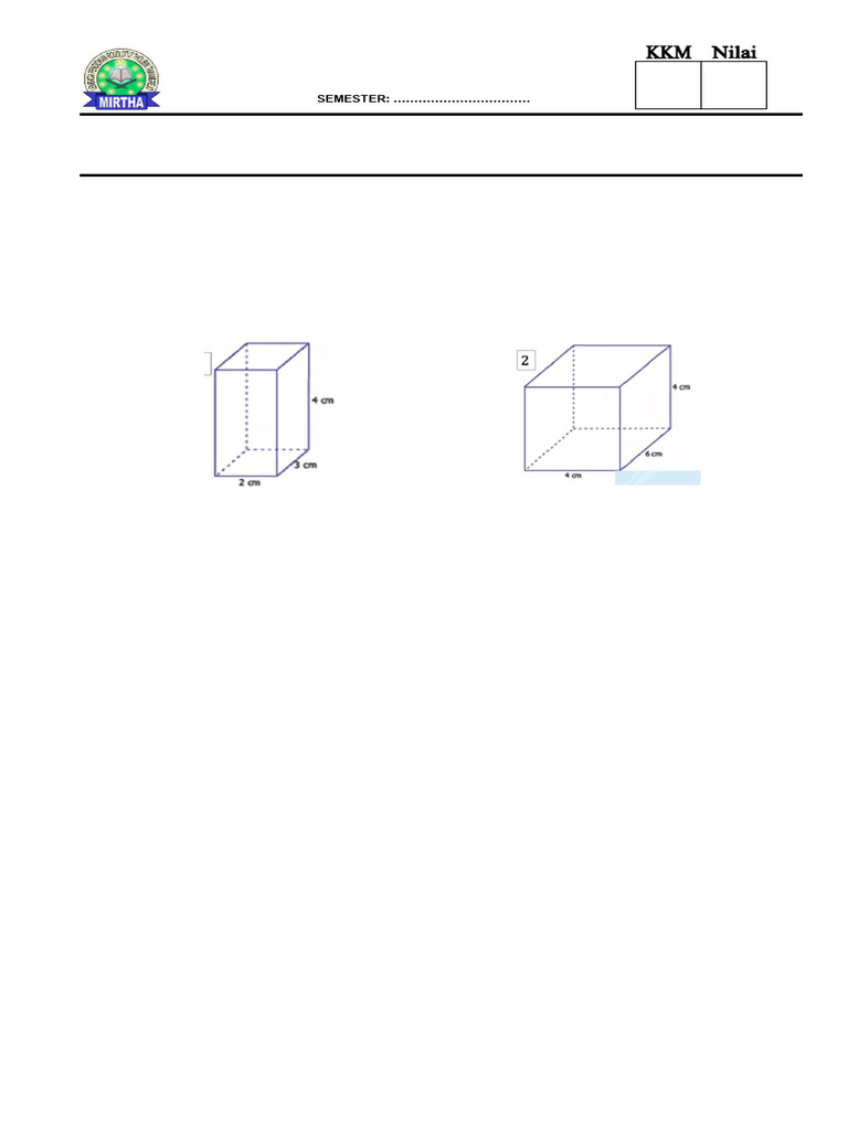 Pembahasan Tugas MTK-5 Volume Balok | PDF