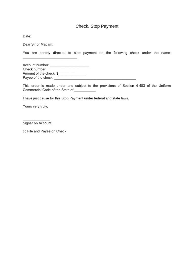 Check, Stop Payment | PDF