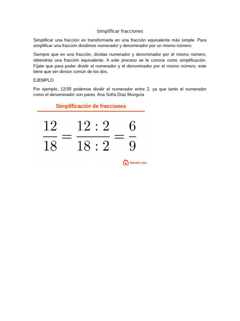 Simplificar Fracciones | PDF