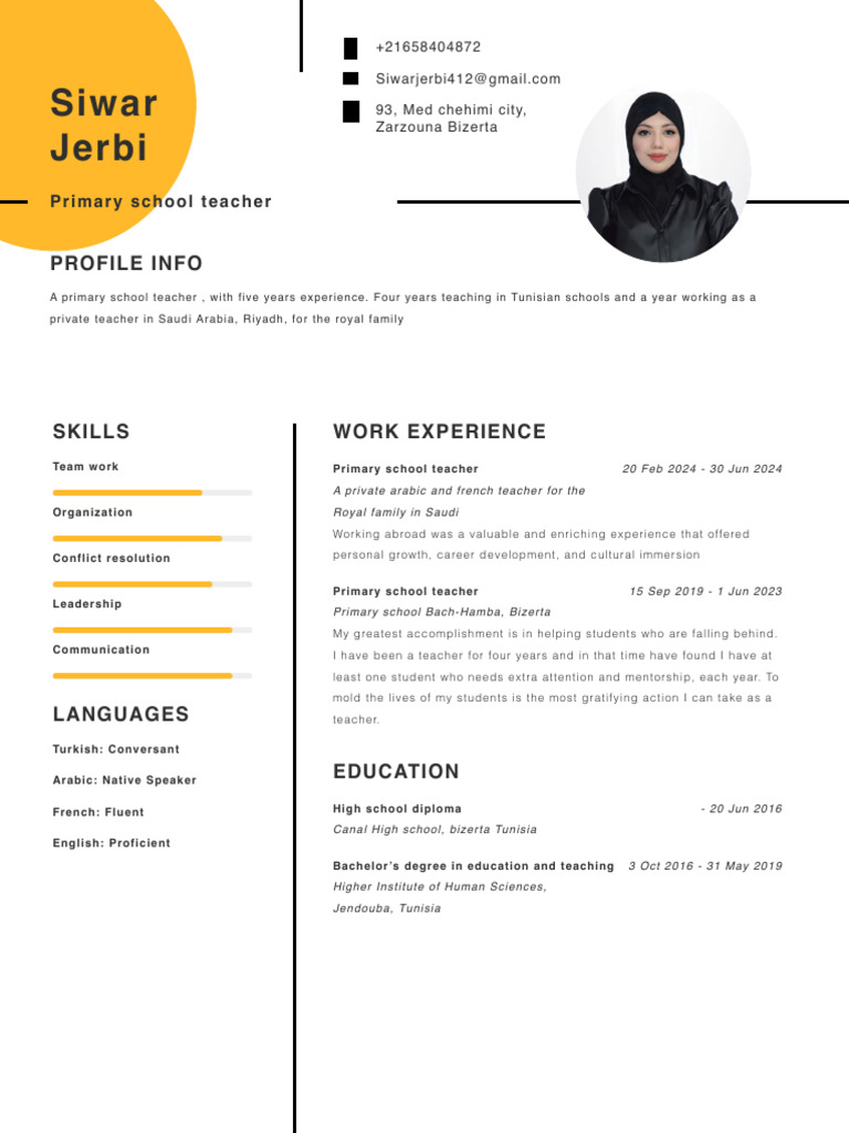 Siwar Jerbi: Profile Info | PDF