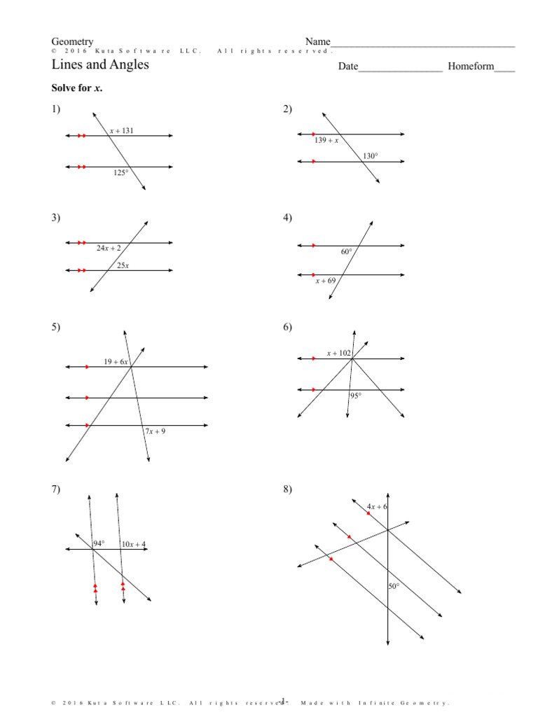 WORKSHEET - Topic 5 - Lines and Angles | PDF