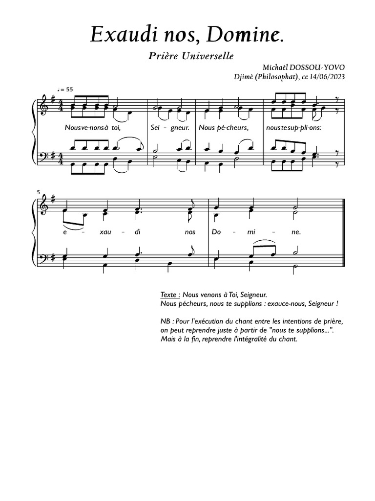 Exaudi - Nos, - Domine (Prière Universelle) | PDF