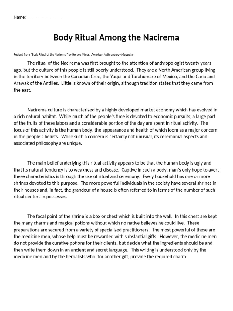 Nacirema Reading | PDF