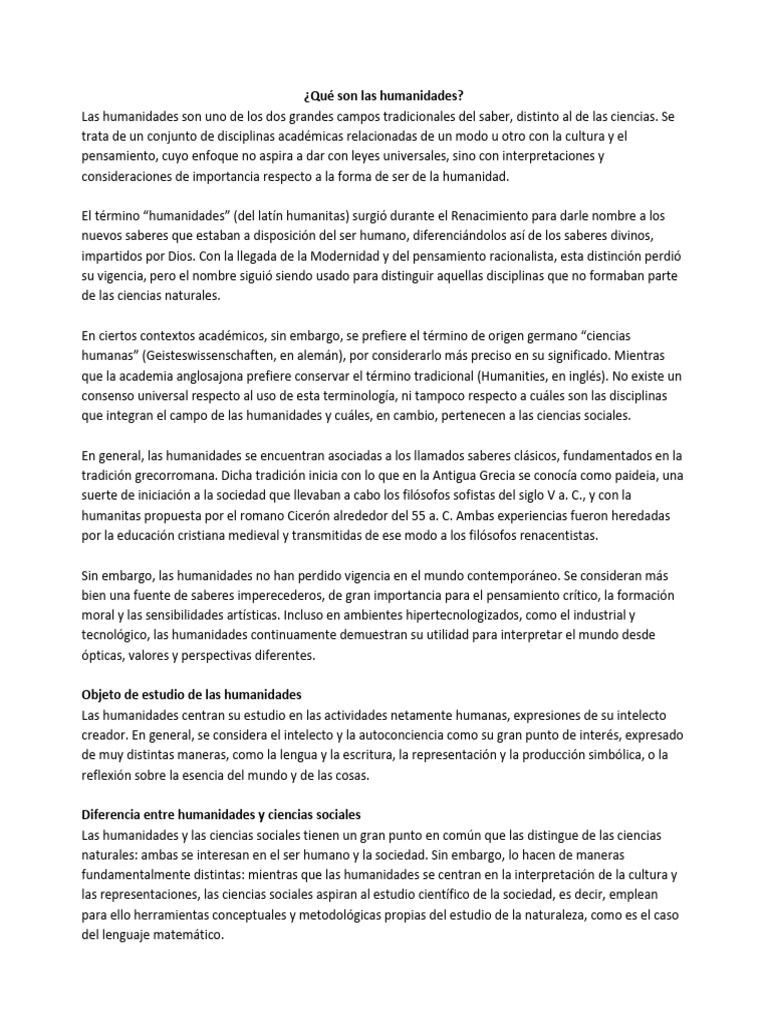 Qué Son Las Humanidades - 105024 | PDF