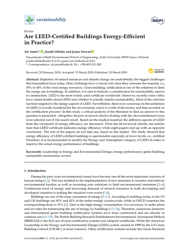 Are LEED-Certified Buildings Energy-Efficient in Practice | PDF