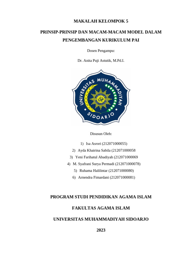 Makalah Kel. 5 (Pengembangan Kurikulum PAI) | PDF
