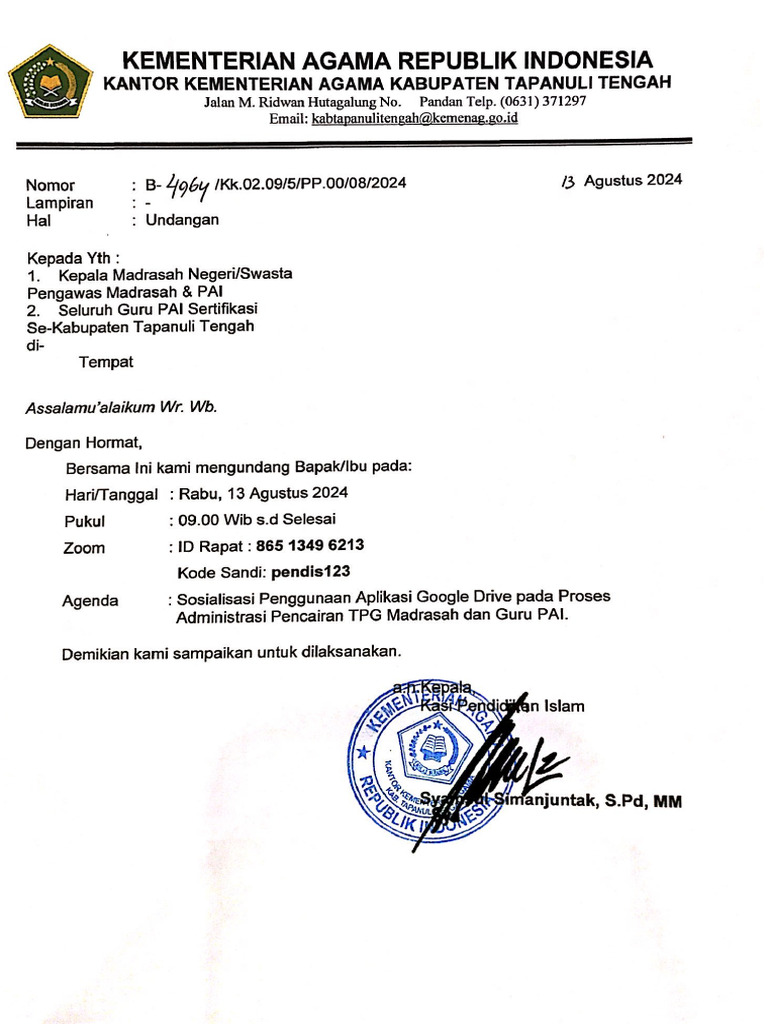 Undangan Sosialisasi Pemberkasan Sertifi | PDF