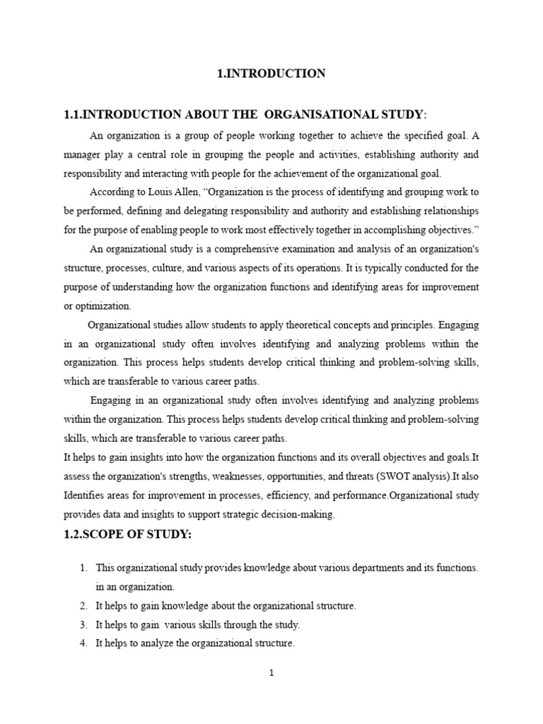 Organizational study Report | PDF
