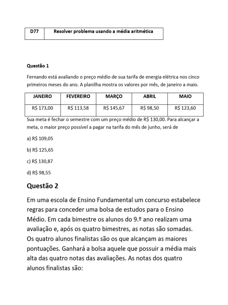 D77 Media Aritmética | PDF