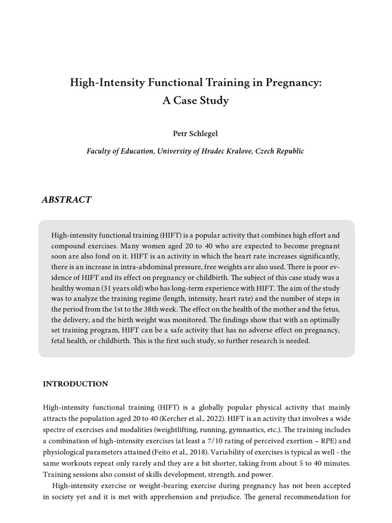 High-Intensity Functional Training in Pregnancy A | PDF