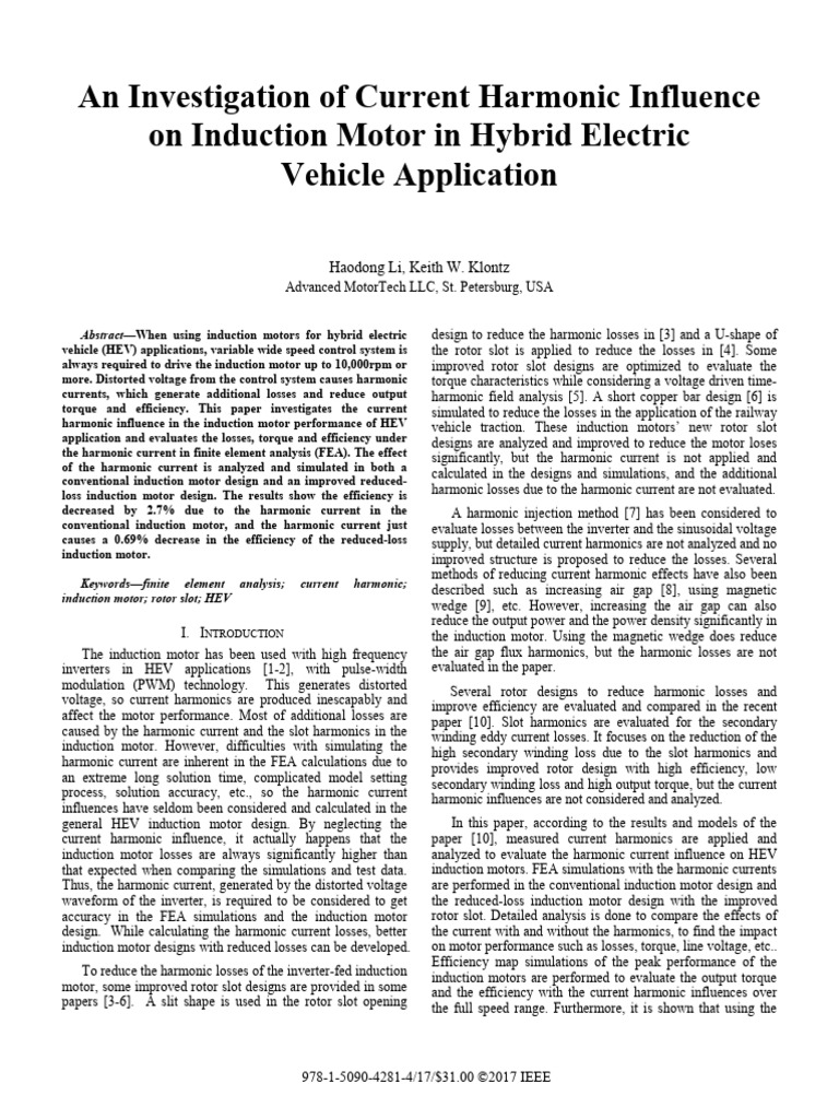 An Investigation of Current Harmonic Influence On Induction Motor in ...