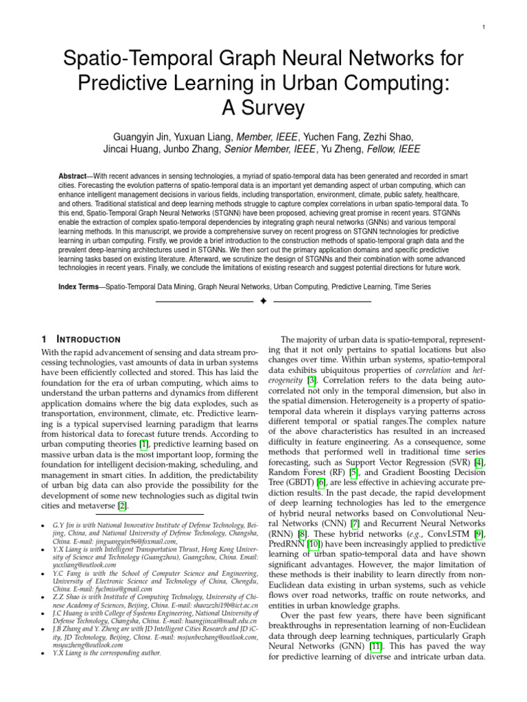 Spatio-Temporal Graph Neural Networks For Predictive Learning in Urban Computing: A Survey | PDF