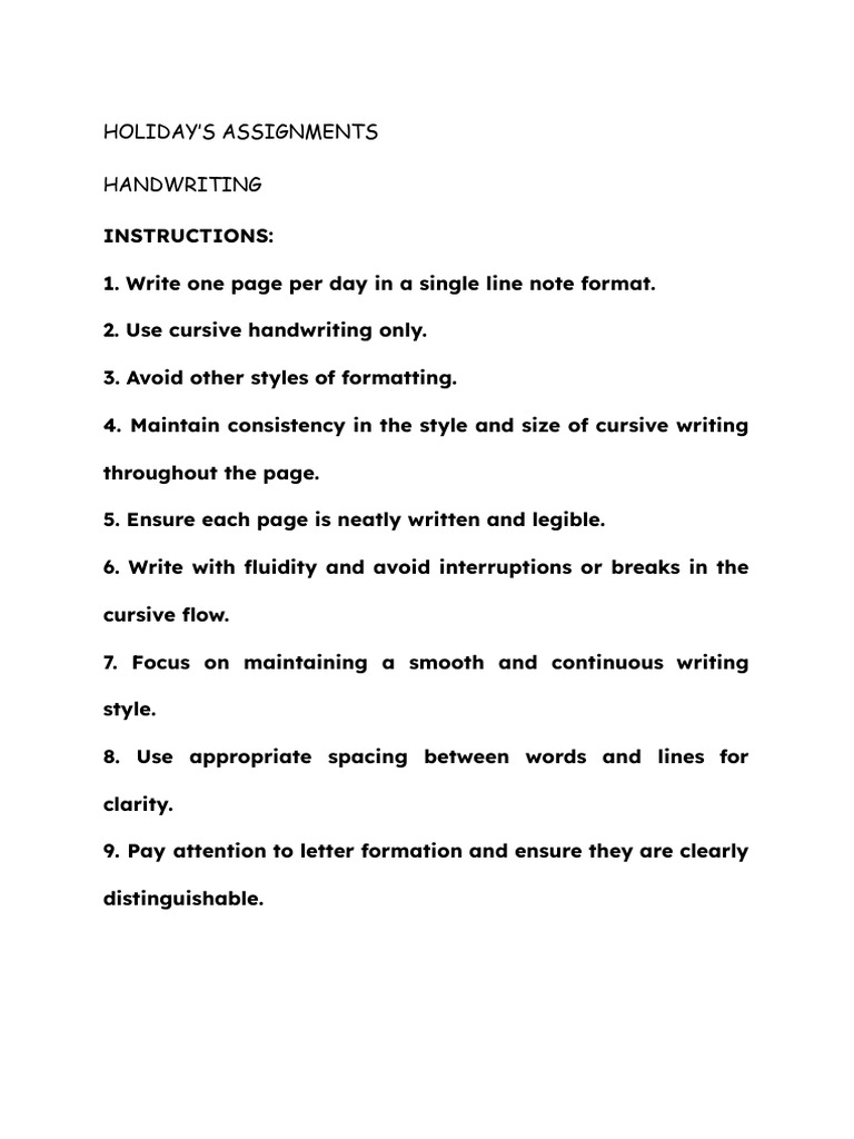 Holiday Assignment | PDF