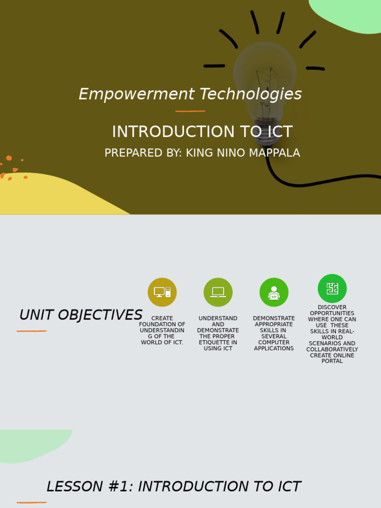 Etech Week 1 Intro To Ict | PDF