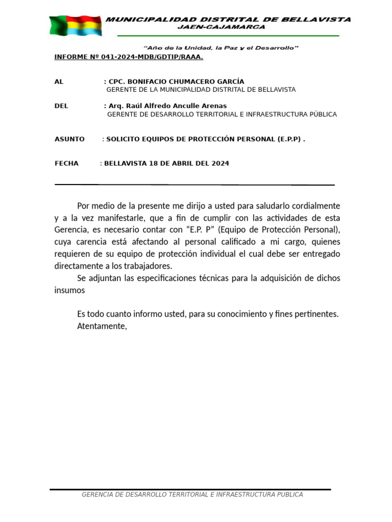 Solicitud Gerencia Epp | PDF