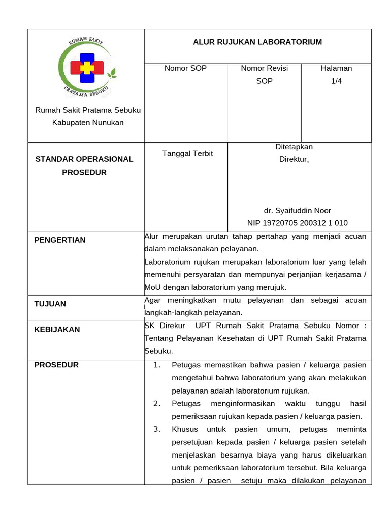 Sop Alur Rujukan Lab | PDF