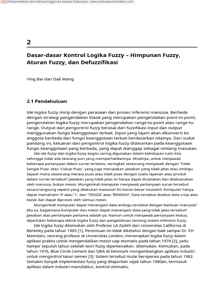 Fundamentals of Fuzzy Logic Control Fuzzy Sets Fuzzy Rules and .En - Id | PDF