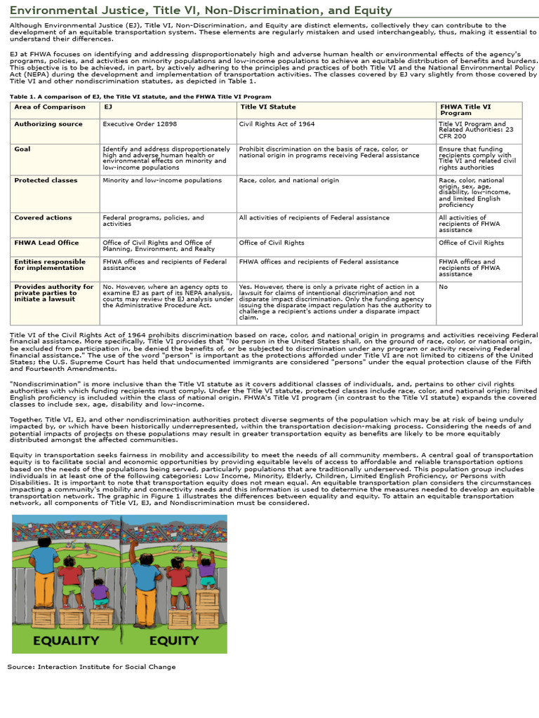Equity - Environmental Justice - Environment - FHWA | PDF