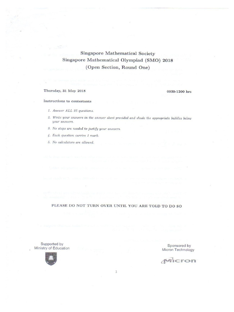 SMO Open 2018 | PDF