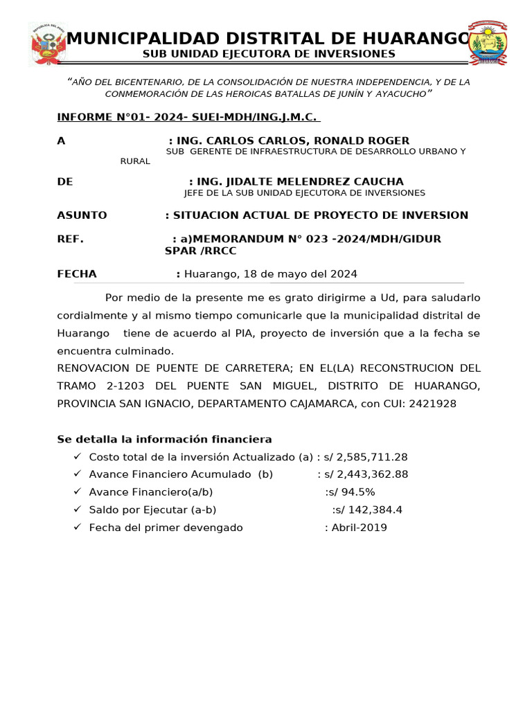 Informe N°07 Informe Levantamiento de Observaciones para Financia. Poronguito | PDF