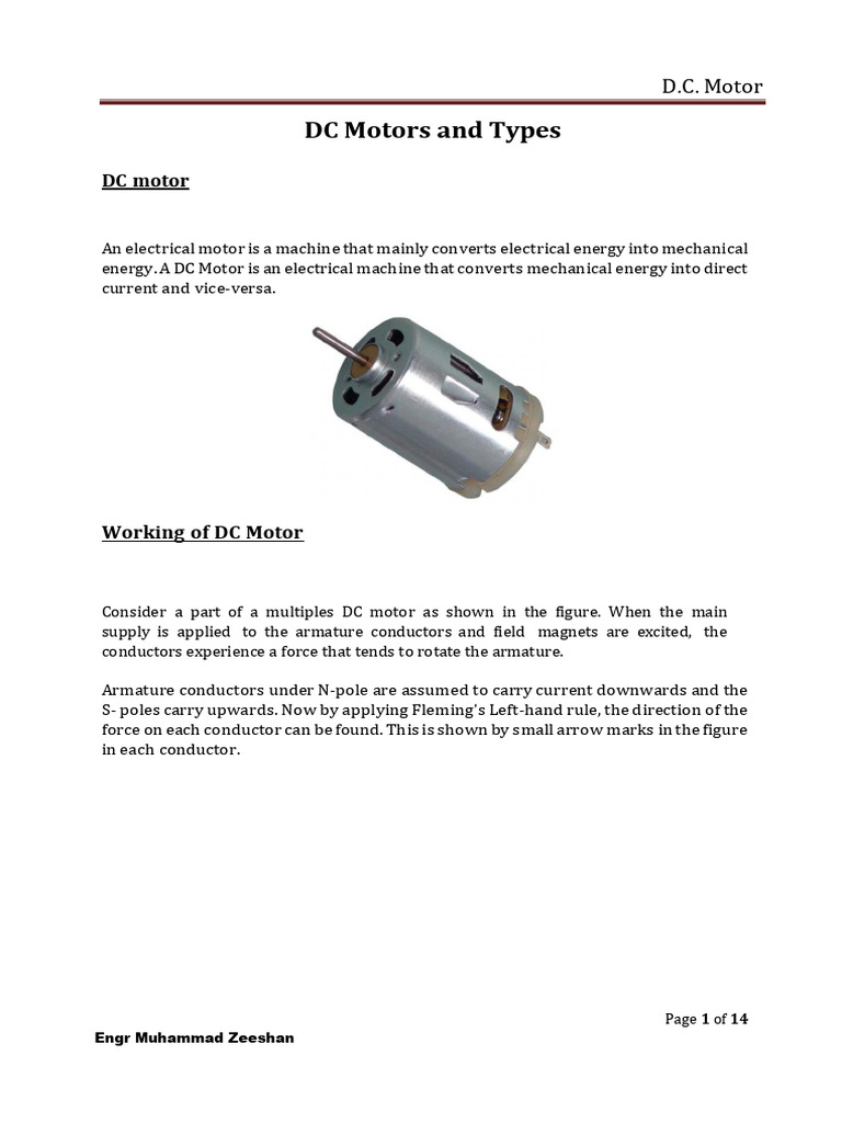 DC Motor and Type's | PDF