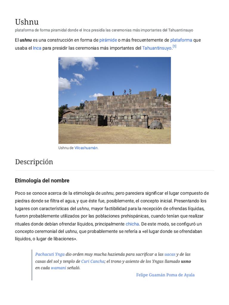 Ushnu - Wikipedia, la enciclopedia libre | PDF