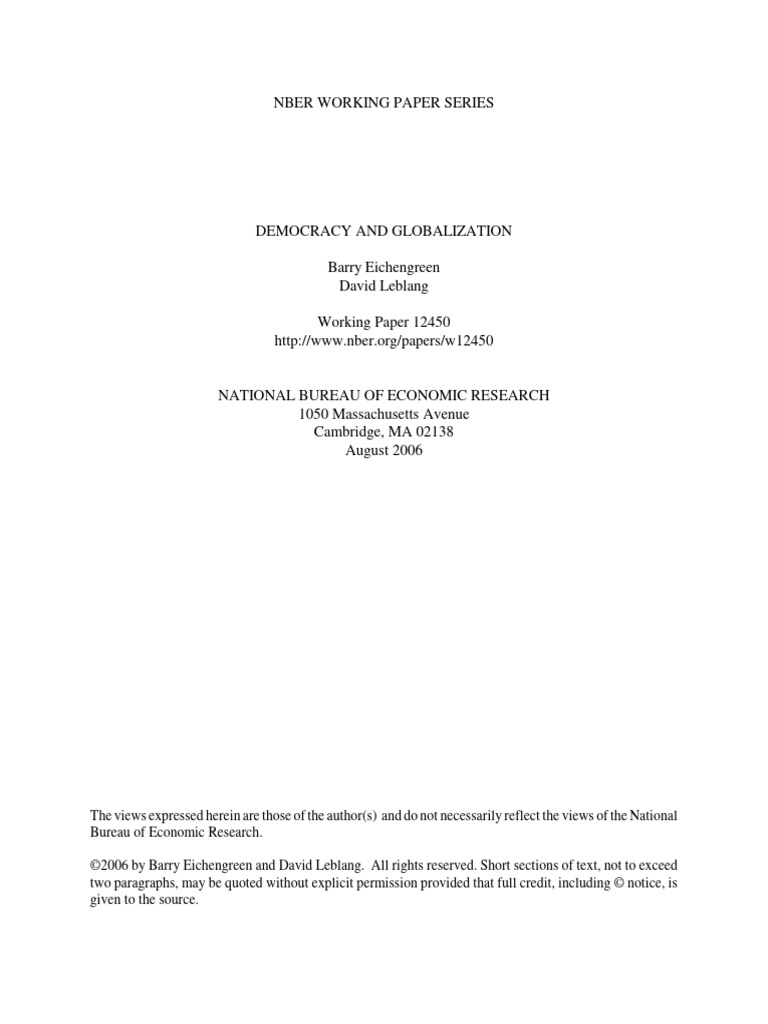 Nber Working Paper Series | PDF
