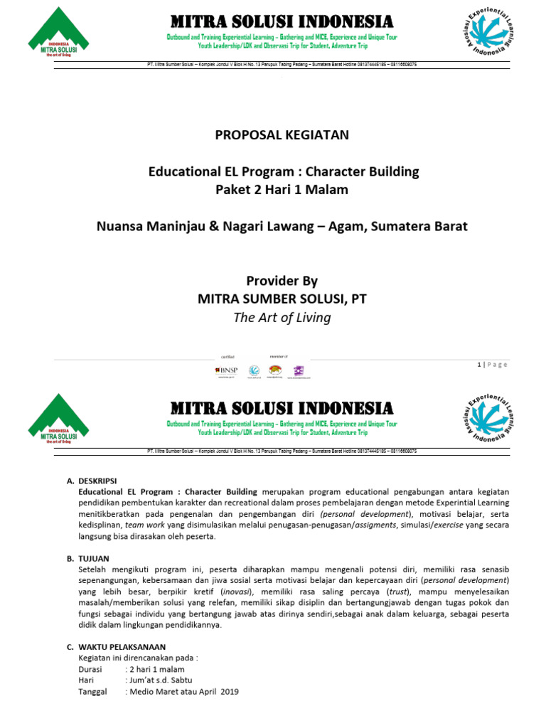 Educational EL Program, Character Building by Mitra Solusi | PDF
